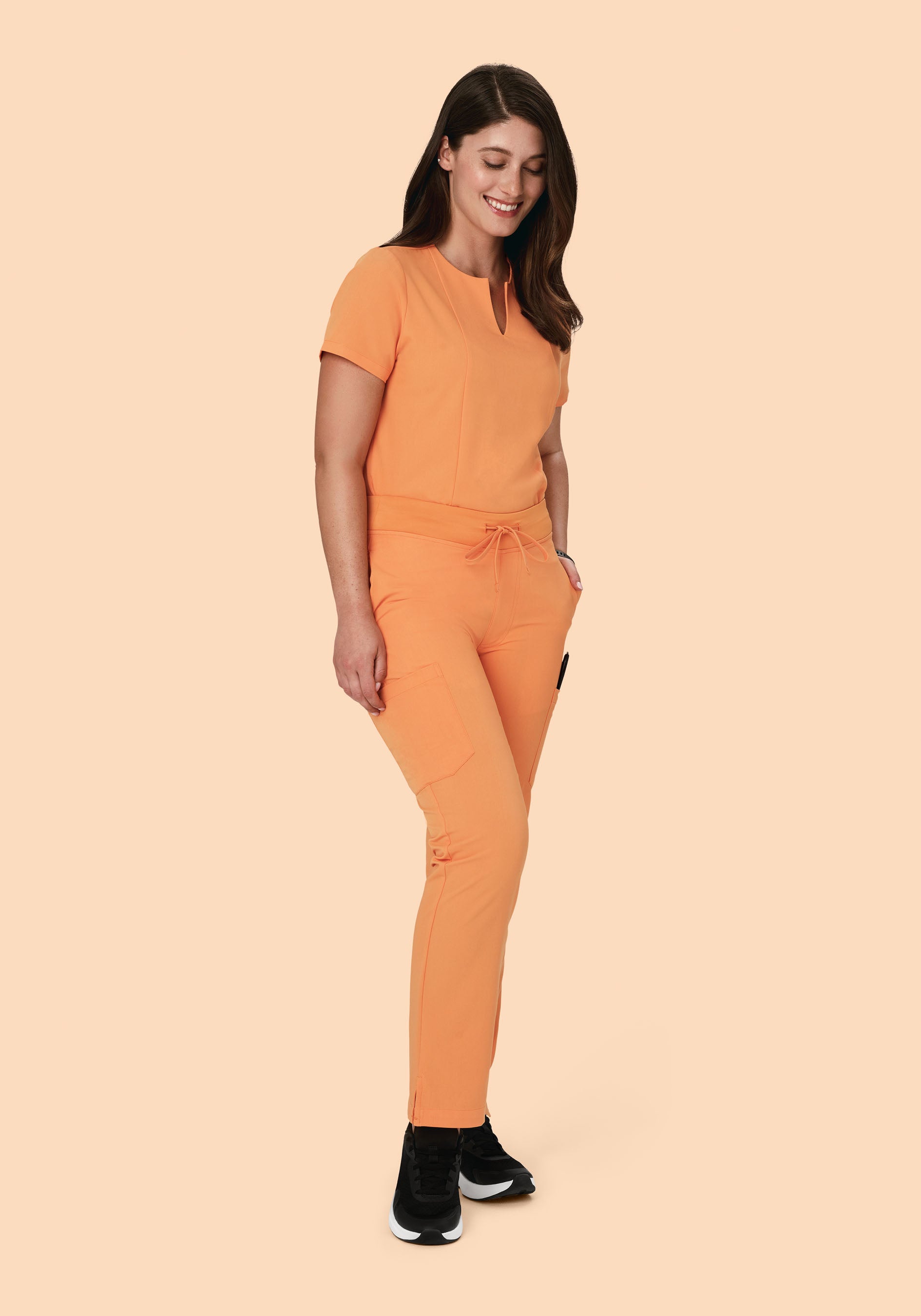5 Pocket Notch Neck Top Cantaloupe – Mandala Scrubs