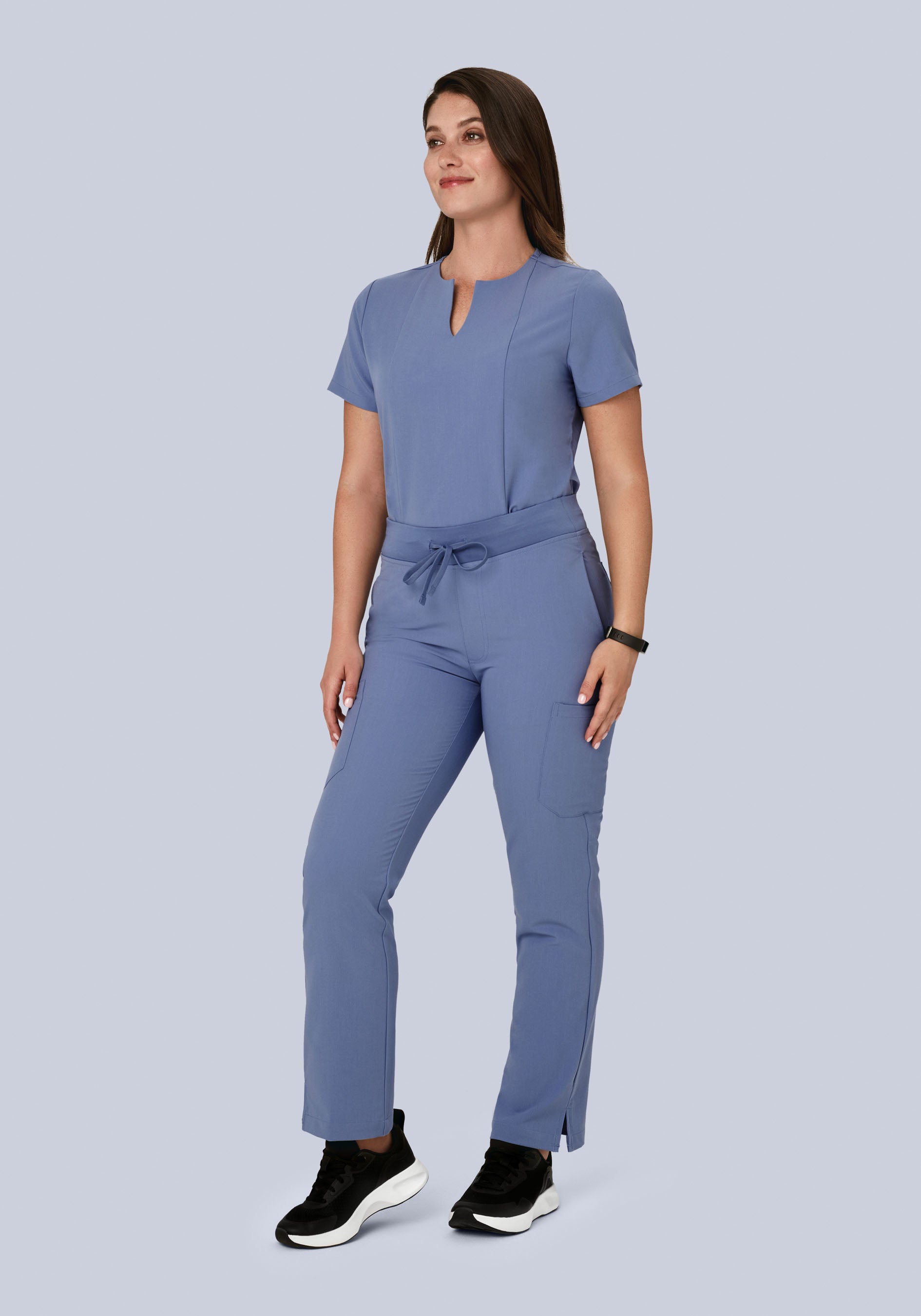 5 Pocket Notch Neck Top Periwinkle – Mandala Scrubs