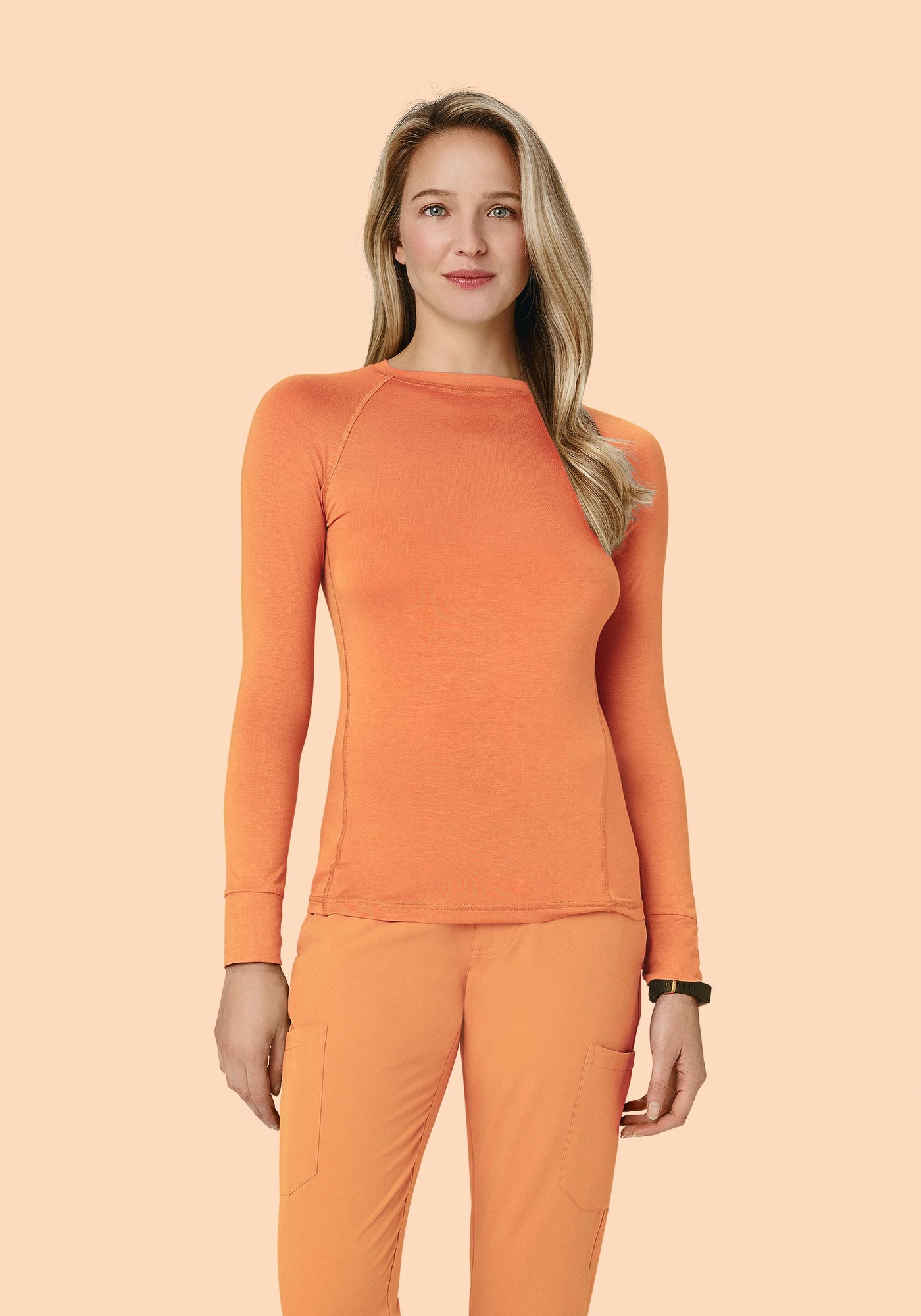 Women's Underscrub Base Layer Scrub Top - Cantaloupe | Mandala Scrubs