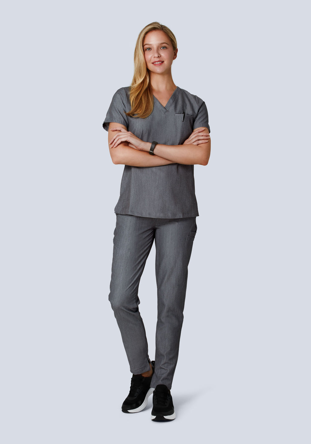 Women's Mid-Rise Slim Leg Scrub Pants - Harbor Blue | Mandala Scrubs