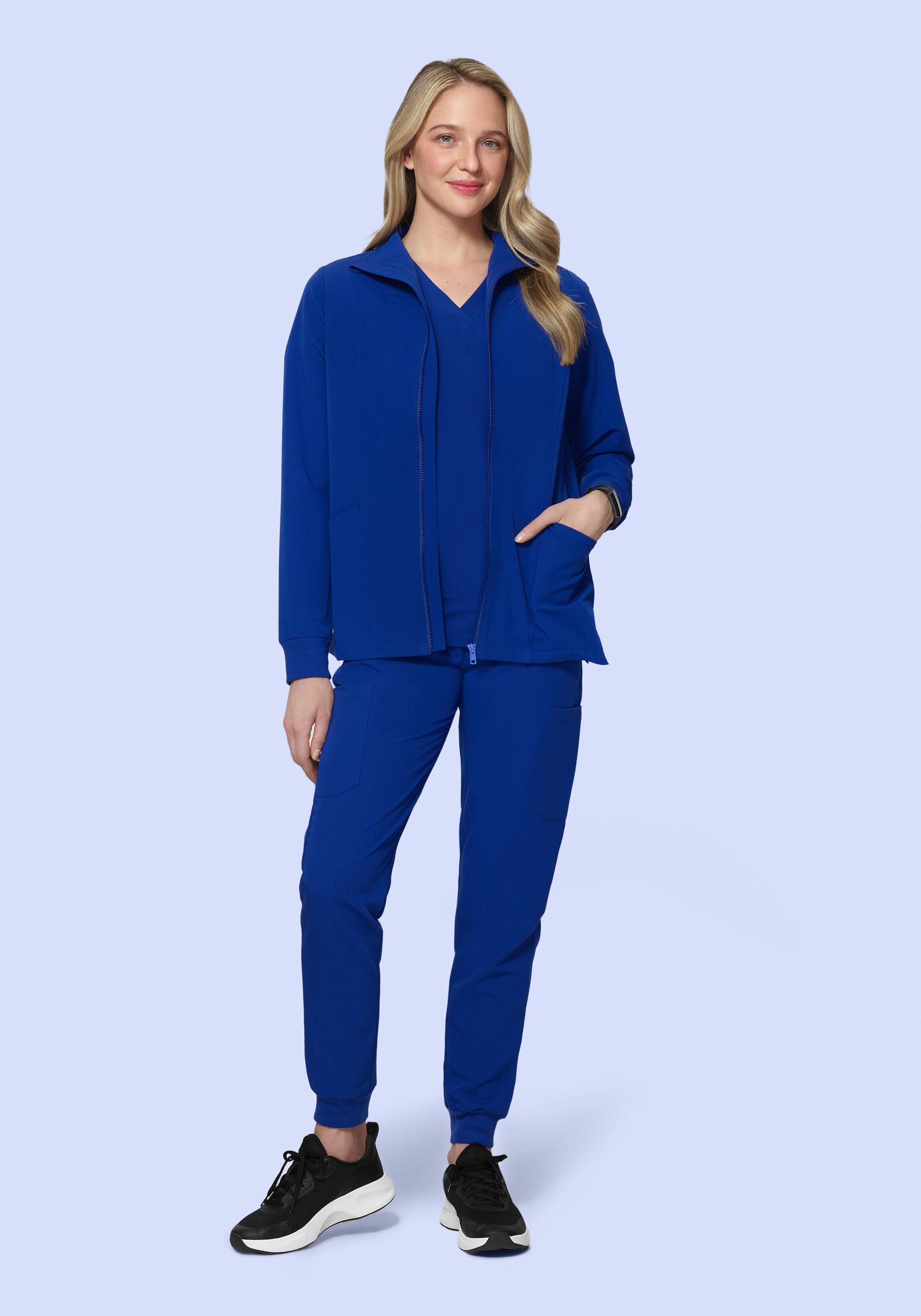 Women's Modern Scrub Jacket Galaxy Blue – Mandala Scrubs