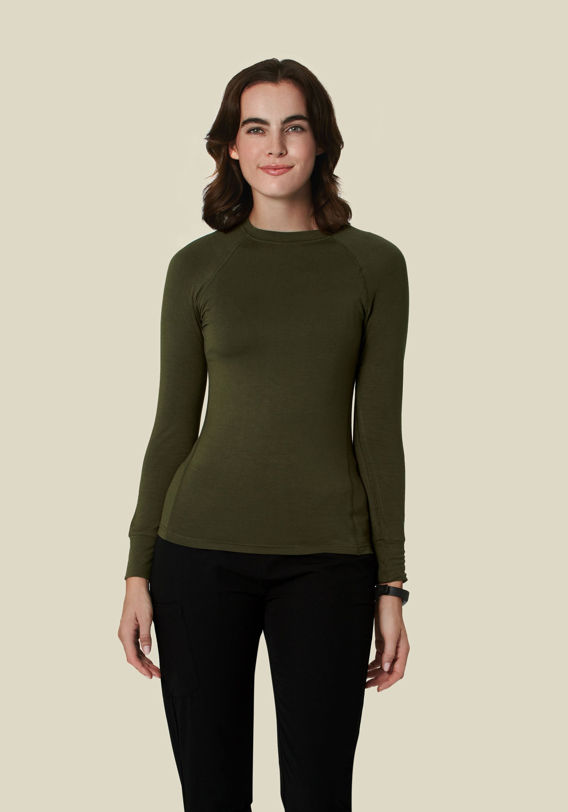 Women's Underscrub Base Layer Scrub Top - Olive | Mandala Scrubs