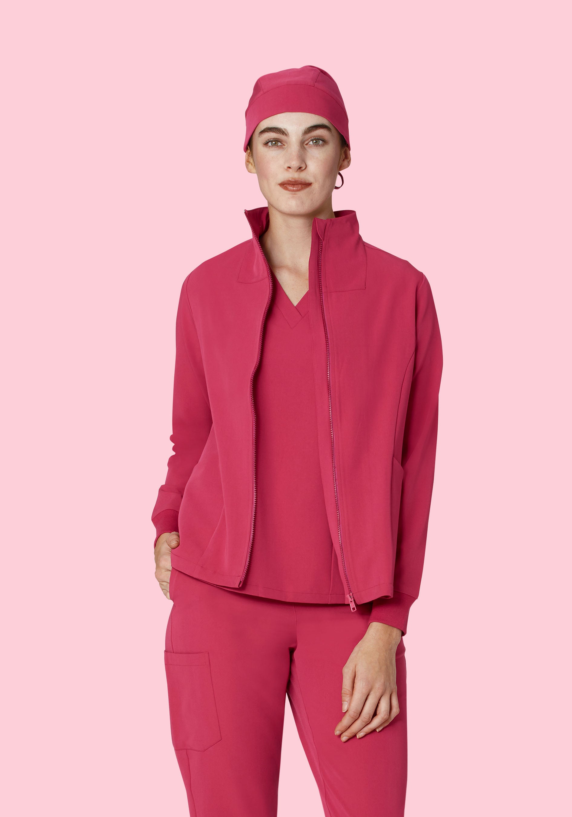 Women's Modern Scrub Jacket Deep Magenta – Mandala Scrubs