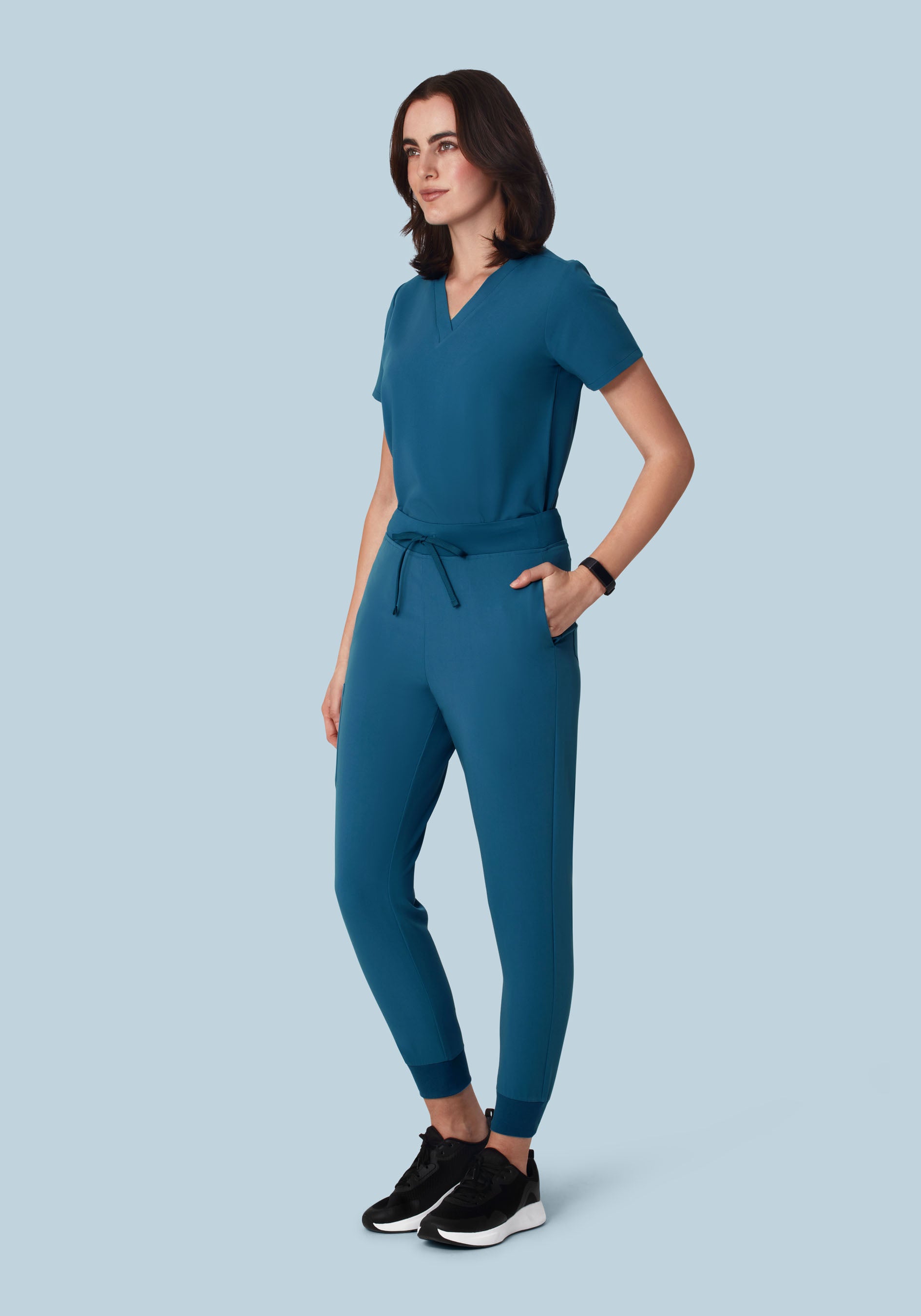 High Waisted Joggers Harbor Blue – Mandala Scrubs