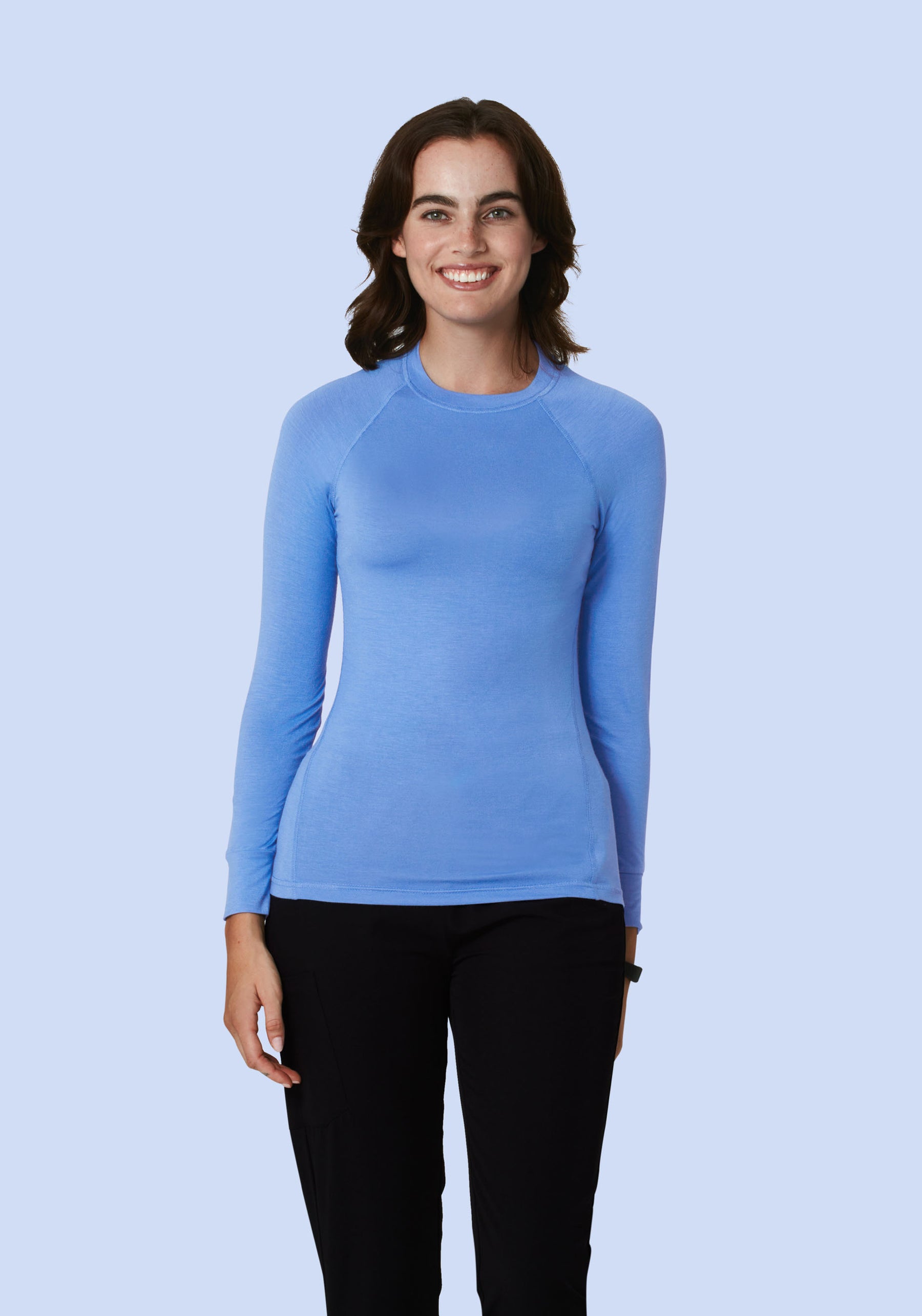 Women's Underscrub Base Layer Scrub Top - Ceil Blue | Mandala Scrubs