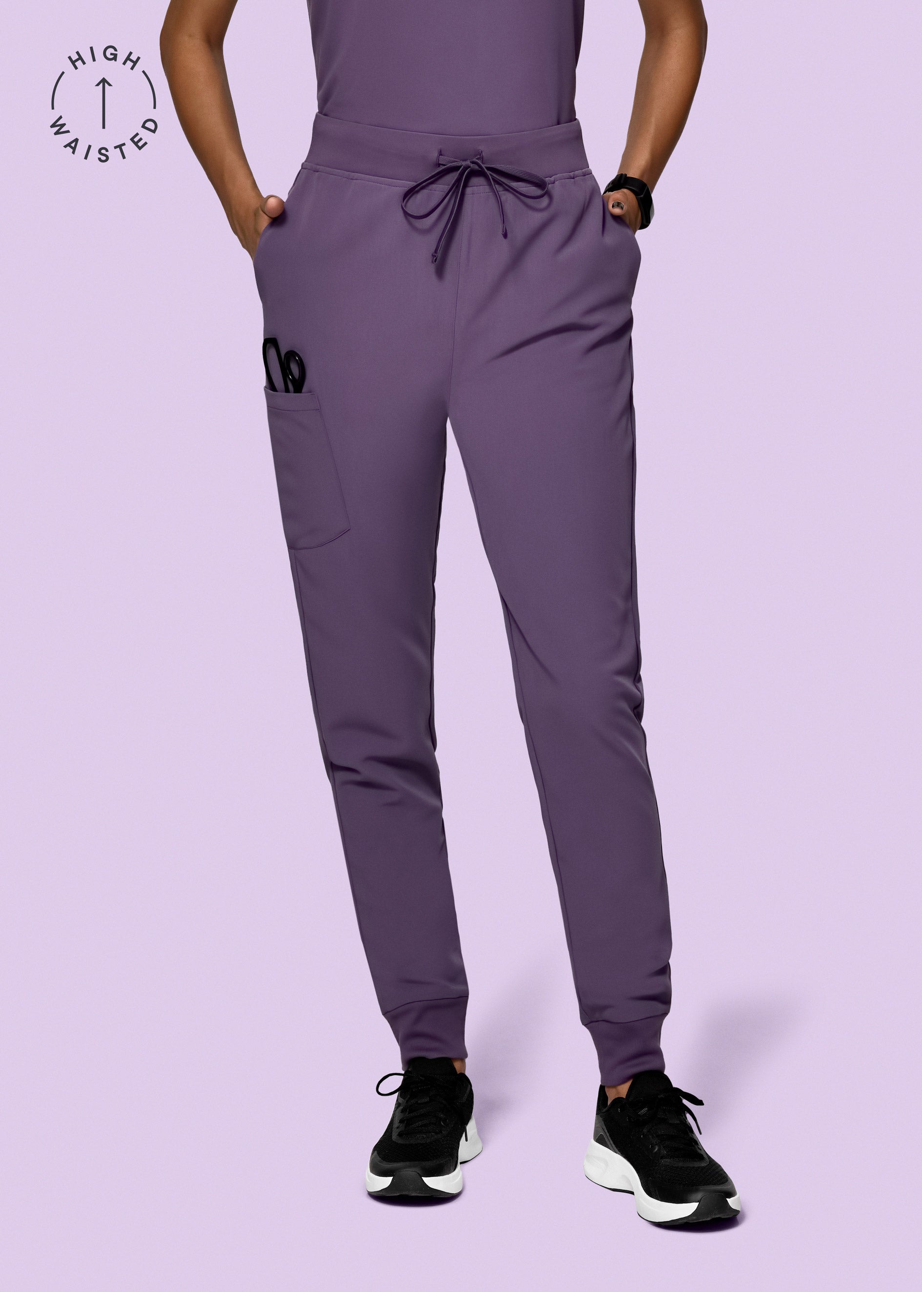 High Waisted Joggers Dewberry – Mandala Scrubs