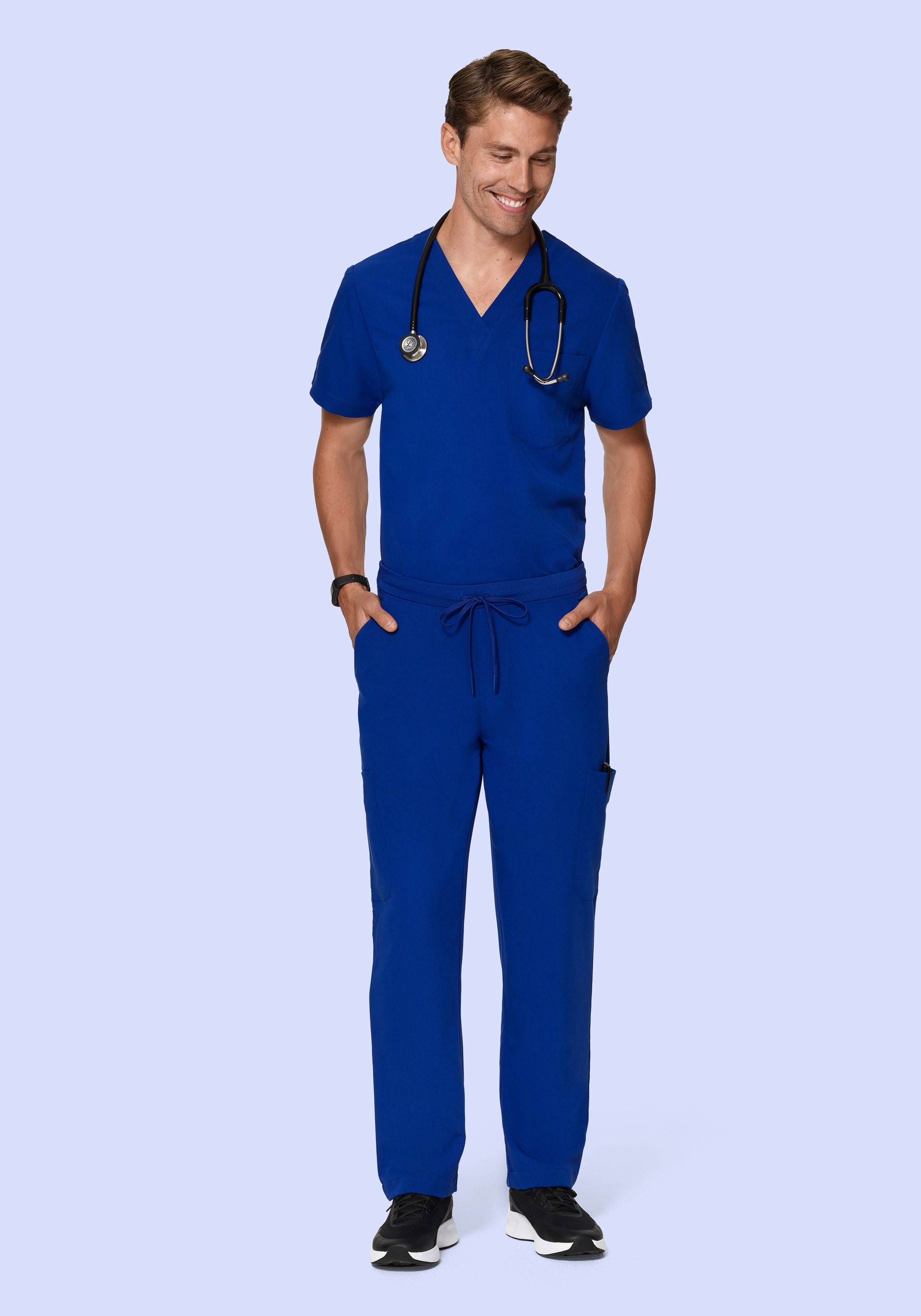 Two Pocket Scrubs Top Mens Galaxy Blue – Mandala Scrubs