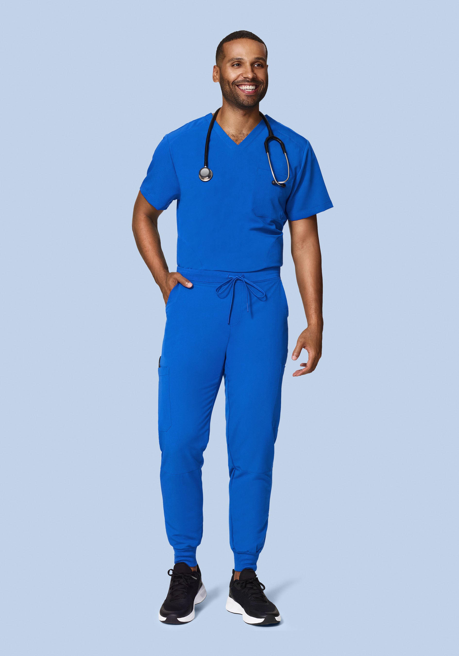 Three Pocket Scrubs Top Mens Royal Blue – Mandala Scrubs